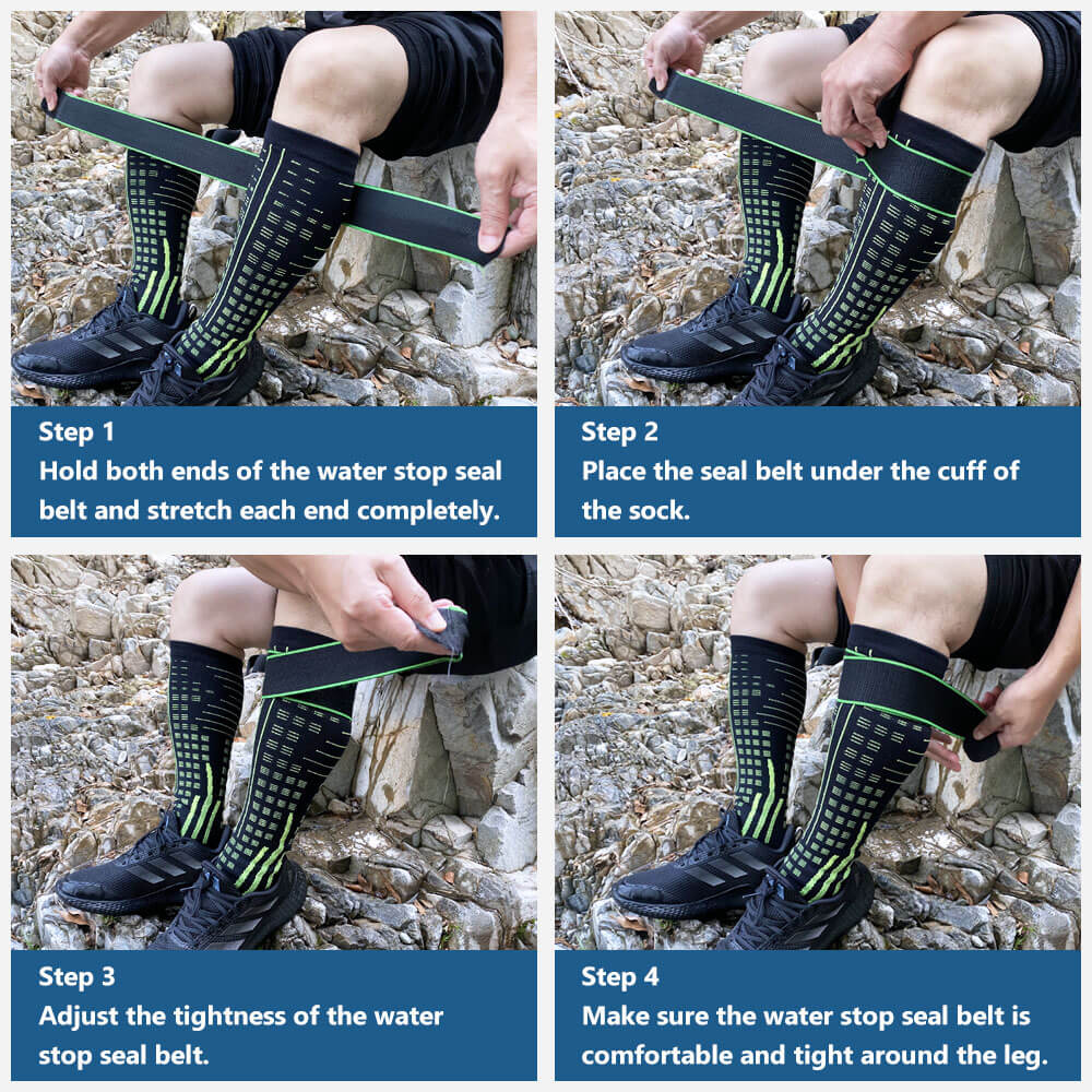 RANDY SUN Merino Wool Knee High Waterproof Socks With Cuff Water Seal